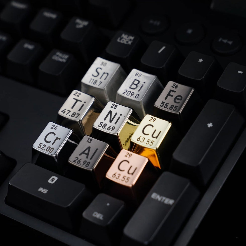 Awekeys Metal Keycaps inspired by the Periodic Table 12 Keys Pack